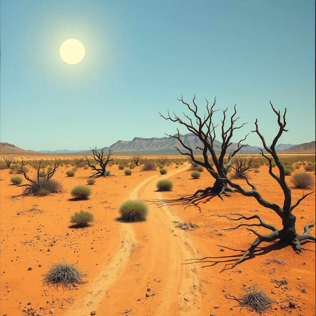 Relentless sun - Arid Desert Under Relentless Sunlight in Di...
