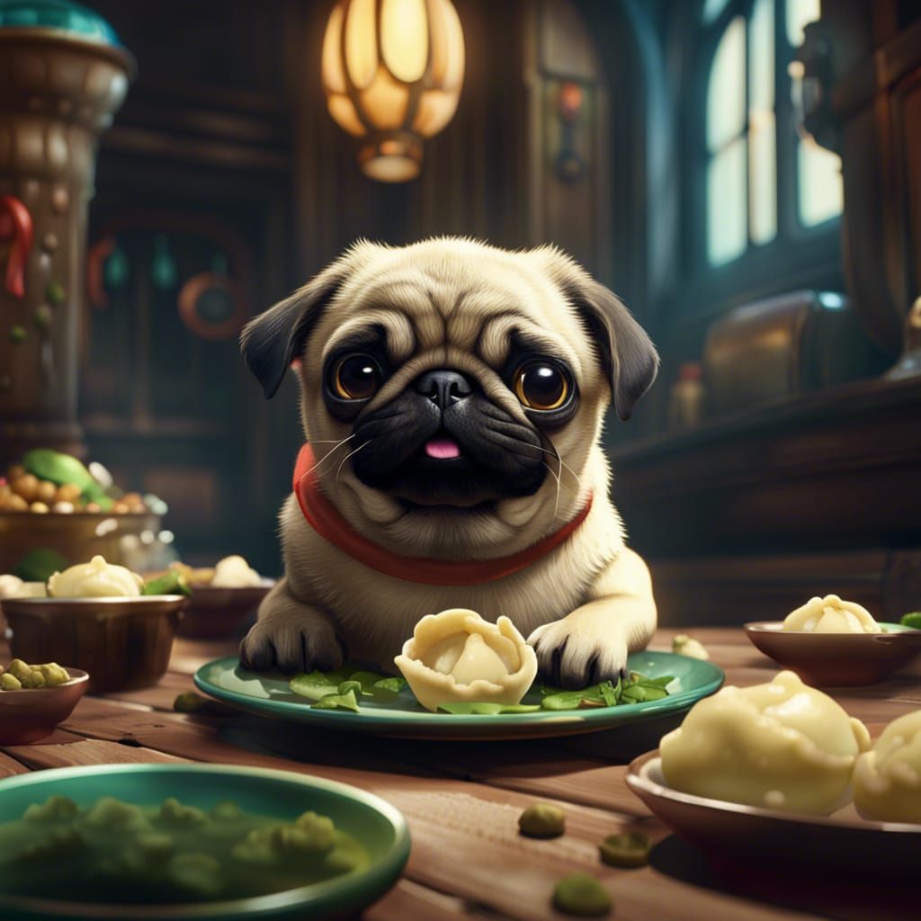 Dumpling the pug - AI Generated Artwork - NightCafe Creator