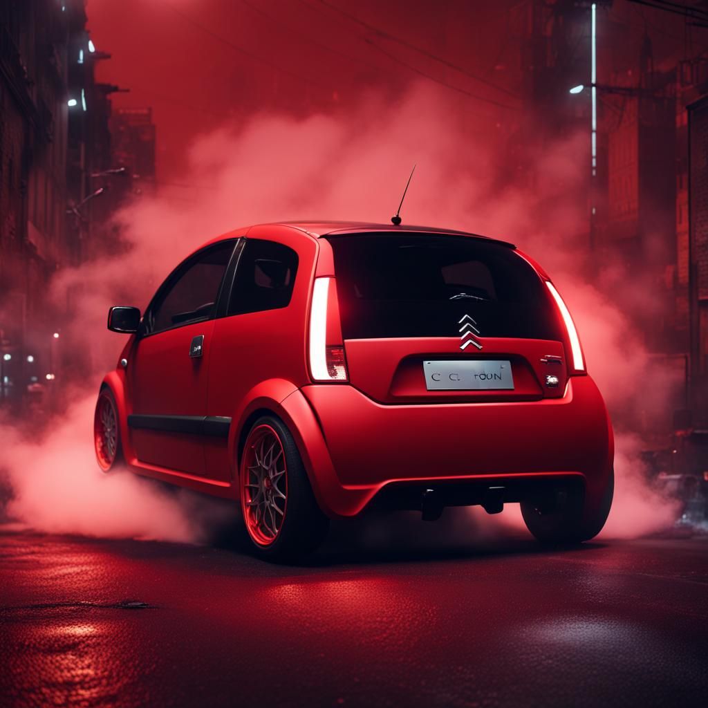 citroen c2 red smoke - AI Generated Artwork - NightCafe Creator