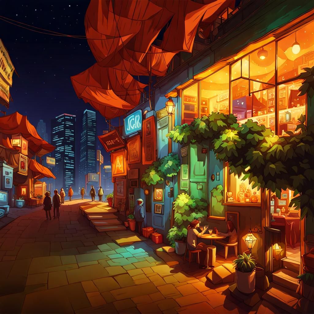 An aesthetically pleasing visual image likely to win at Night Cafe AI ...