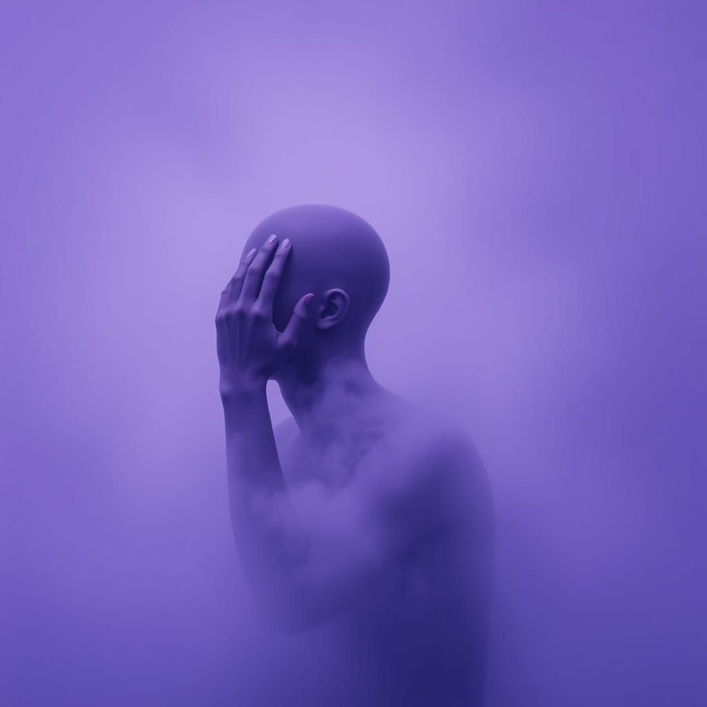 .4 - Monochromatic Violet Mist Figure with Hand