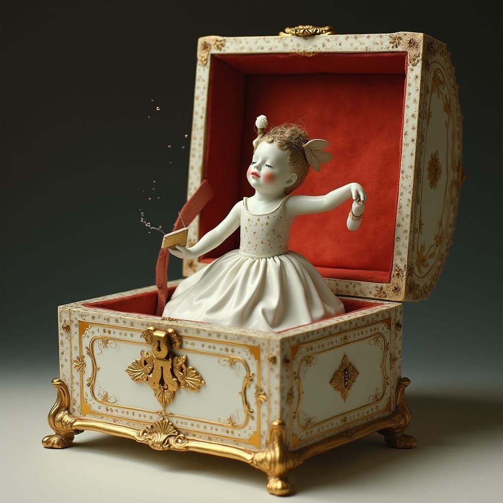 Baroque Music Box with Melancholic Ballerina - AI Art