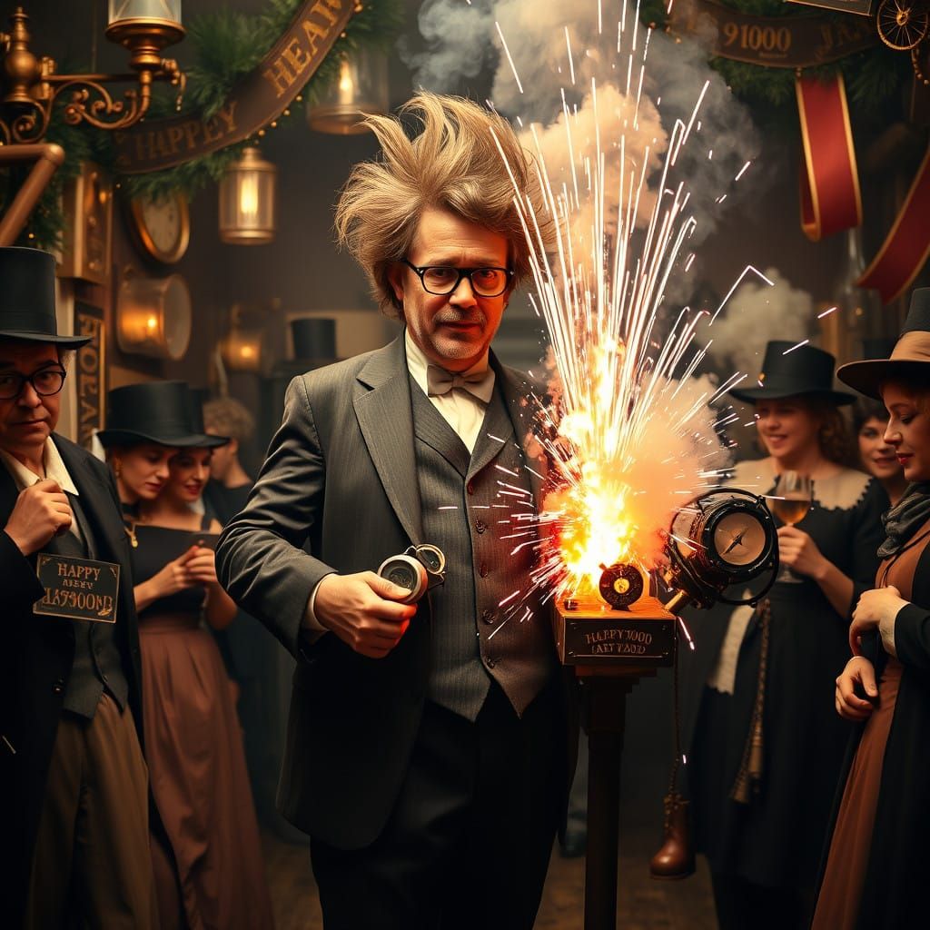 Pr. Morton testing his new marvellous firework machine