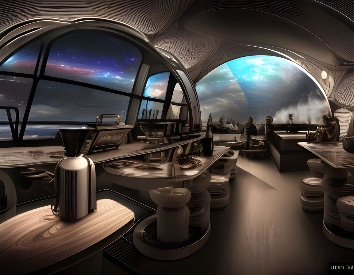 Alien coffee shop - AI Generated Artwork - NightCafe Creator
