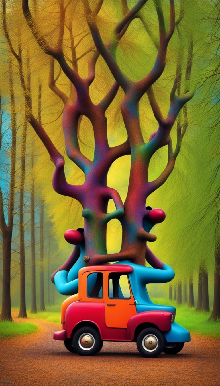 Trees on wheels - AI Generated Artwork - NightCafe Creator