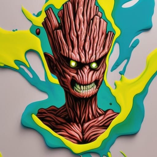 [[ merge evil groot with angry spongebob ]] Acrylic paint pour ...