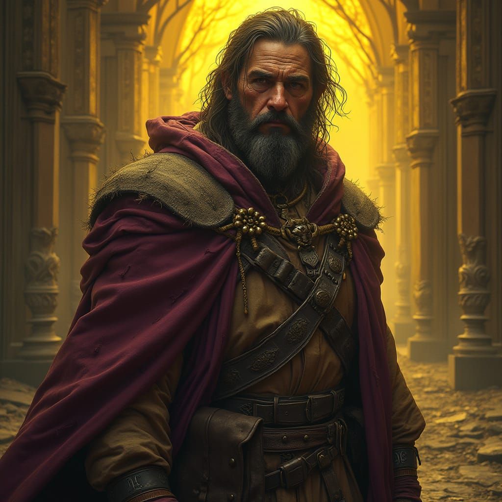 Medieval Commoner in Dark Fantasy Landscape - AI Art