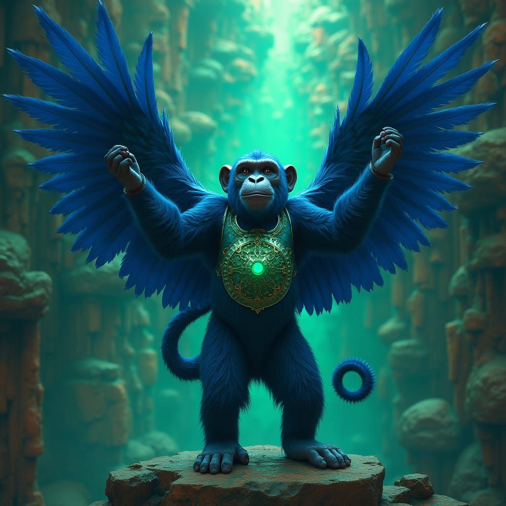 Chistery - Majestic Emerald City Chimpanzee with Feathery Wi...