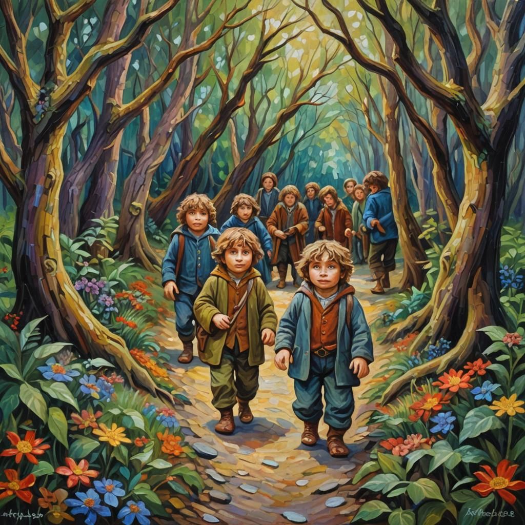 The little Hobbits in sloth. Till the Ring back again. - AI Generated ...
