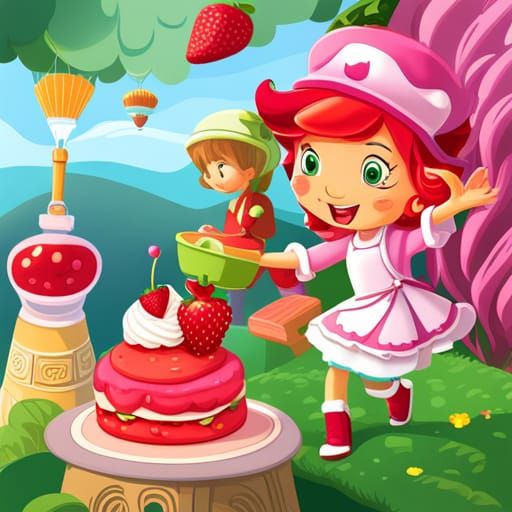 Strawberry shortcake making a strawberry shortcake - AI Generated ...