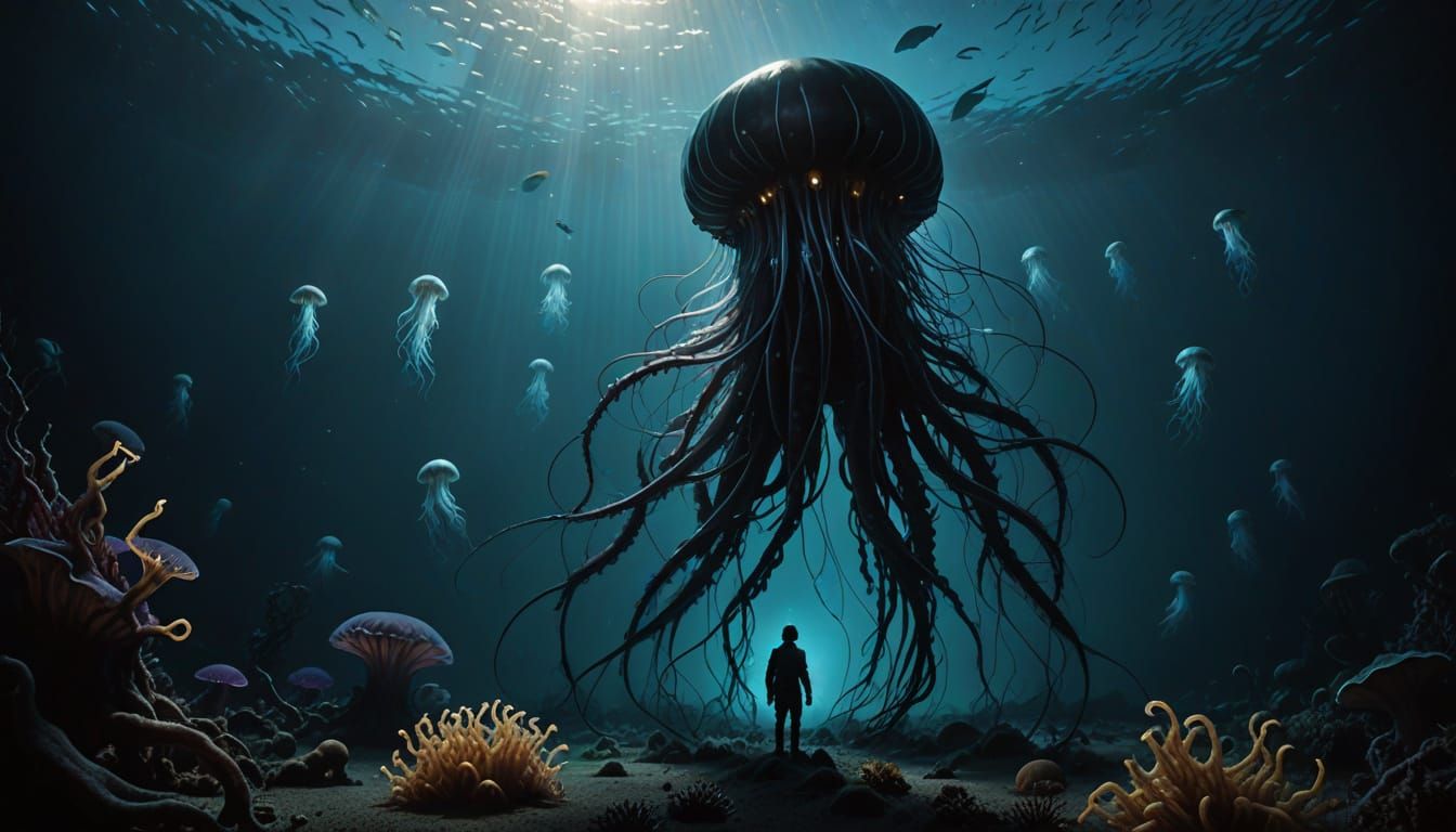 Colossal Sea Creature Lurks in Ocean's Darkness - AI Art