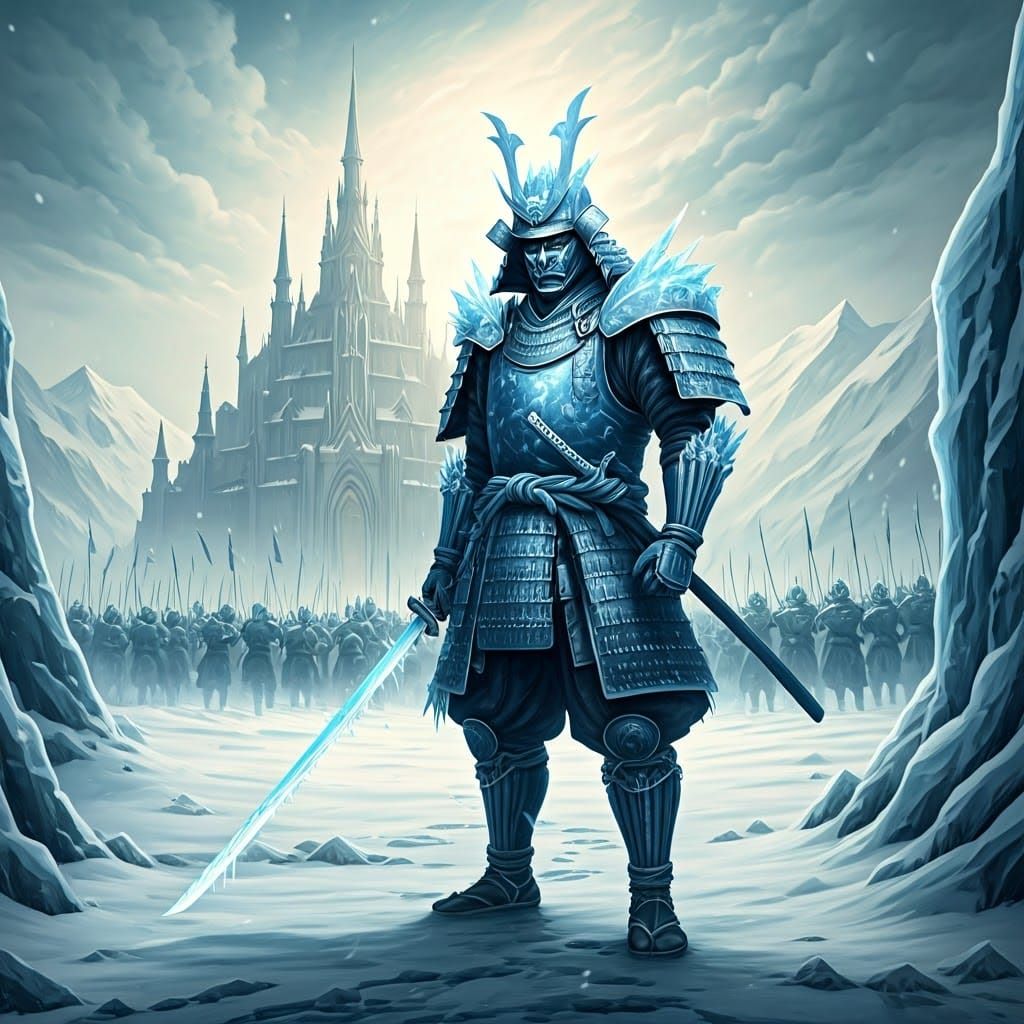 Winter Kingdom - Ethereal Samurai Warrior in Icy Armor at M...