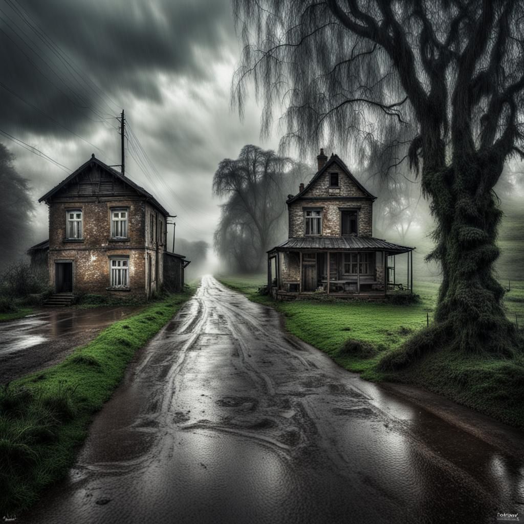Somewhere in a dark countryside. - AI Generated Artwork - NightCafe Creator