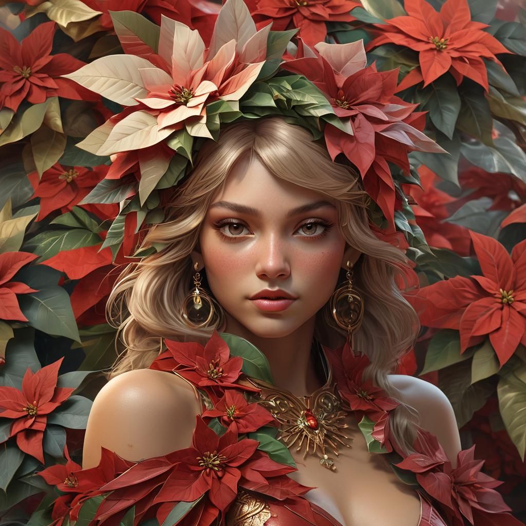 Beautiful, Poinsettia, exotic - AI Generated Artwork - NightCafe Creator