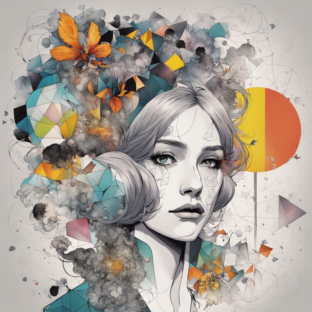 Woman Million Dandelion dreamscape, making wishes , Salvador Dali collaboration Paul Klee and ...