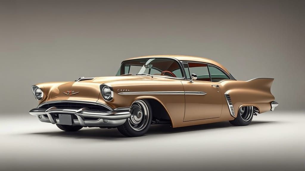 Vintage Cars in Aggressive Gasser Stance with Retr... - AI Art