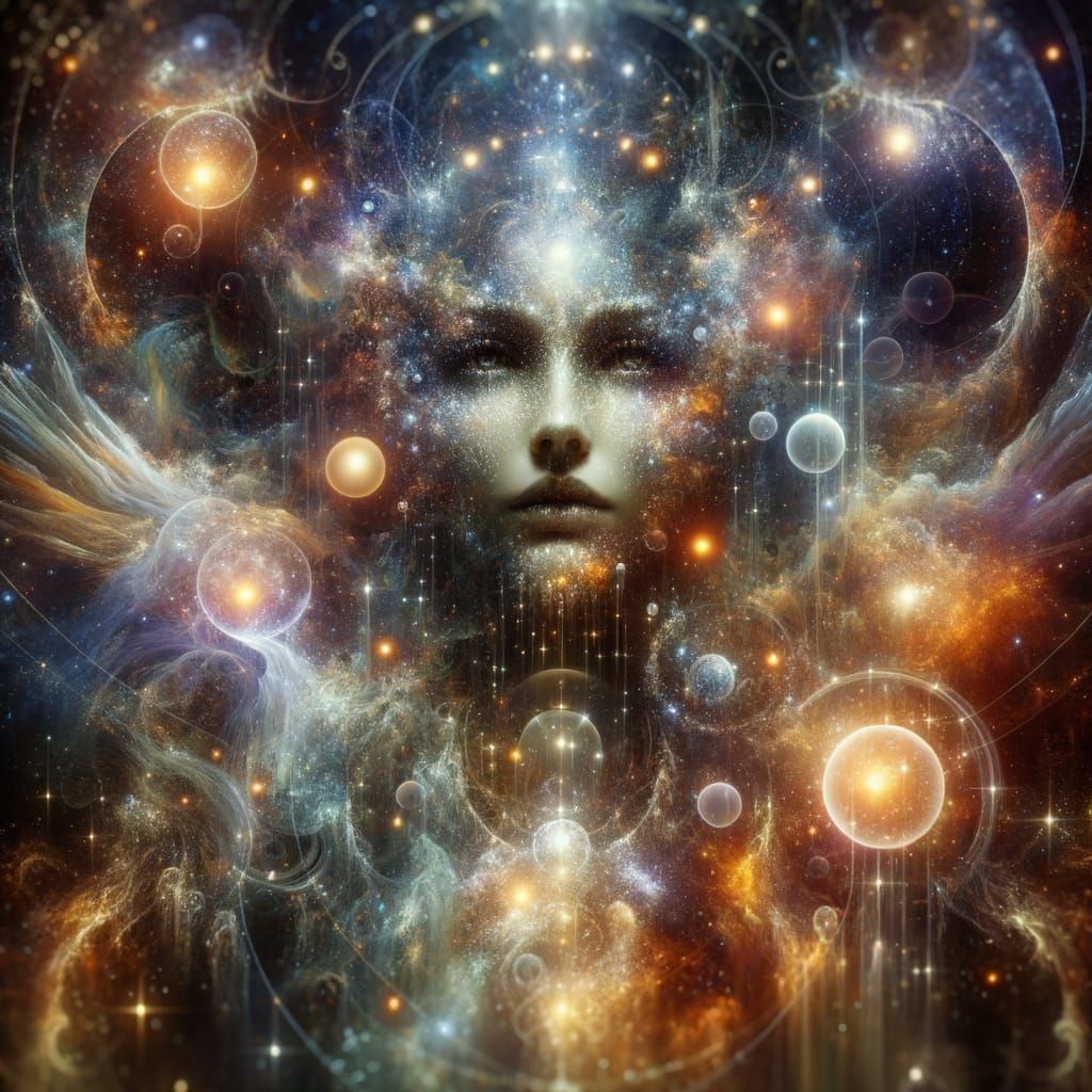Galactic Beauty - Surreal Celestial Goddess in Ethereal Drea...