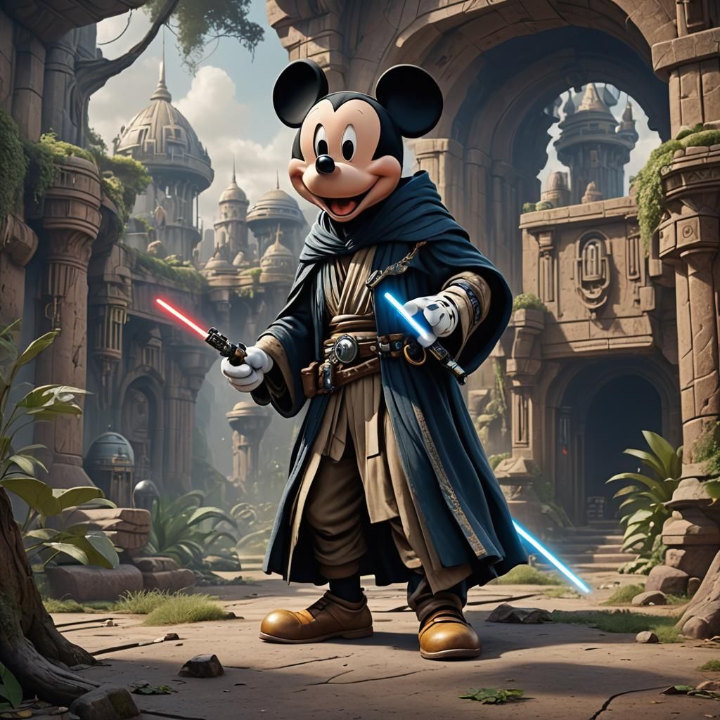 mickey mouse dressed as a jedi - AI Generated Artwork - NightCafe Creator