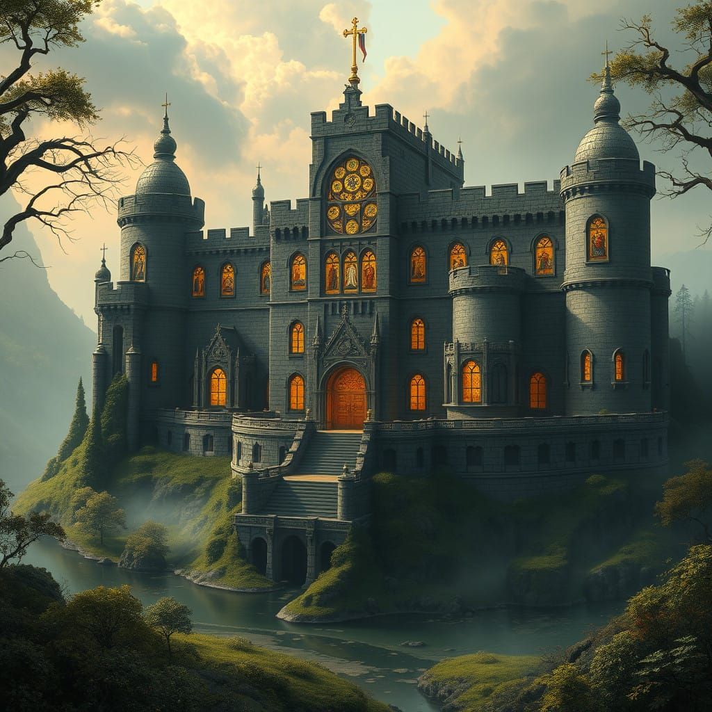 Ethereal Fortress of Fort Redwater Rises from Blac... - AI Art