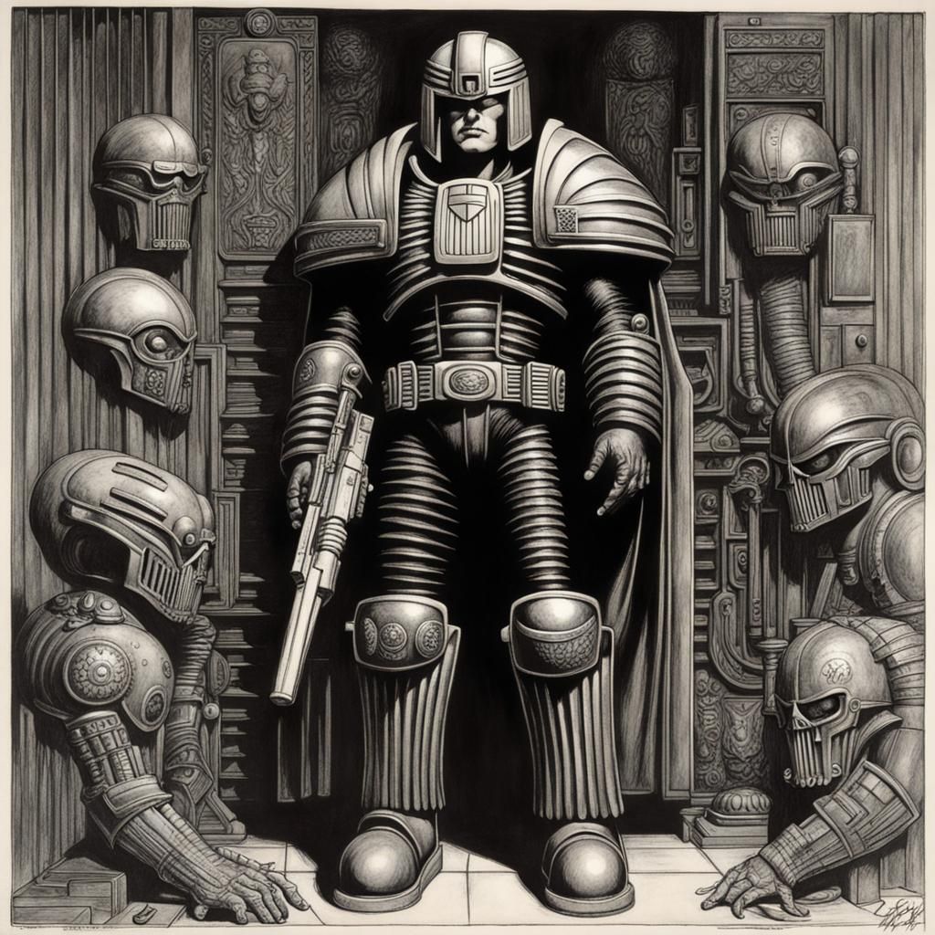 Judge Dredd by H.R. Giger - AI Generated Artwork - NightCafe Creator