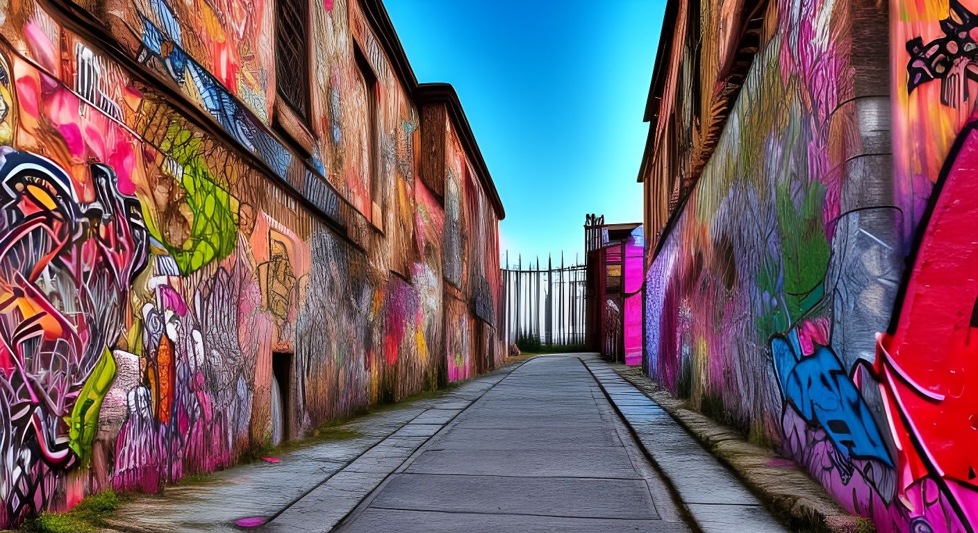 Backyard Alley With Graffiti Art - AI Generated Artwork - NightCafe Creator