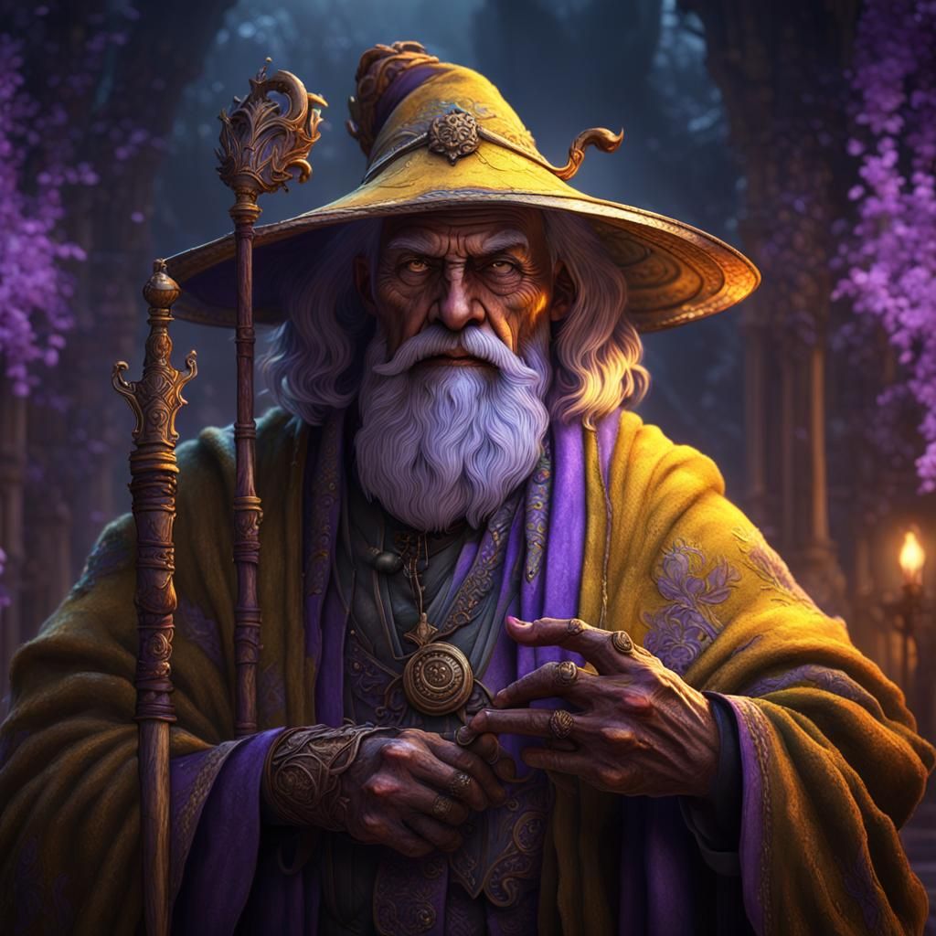 A wise old sage with staff in hand - AI Generated Artwork - NightCafe ...