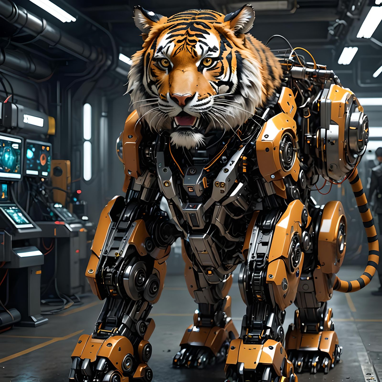 Tiger robot with furr - AI Generated Artwork - NightCafe Creator