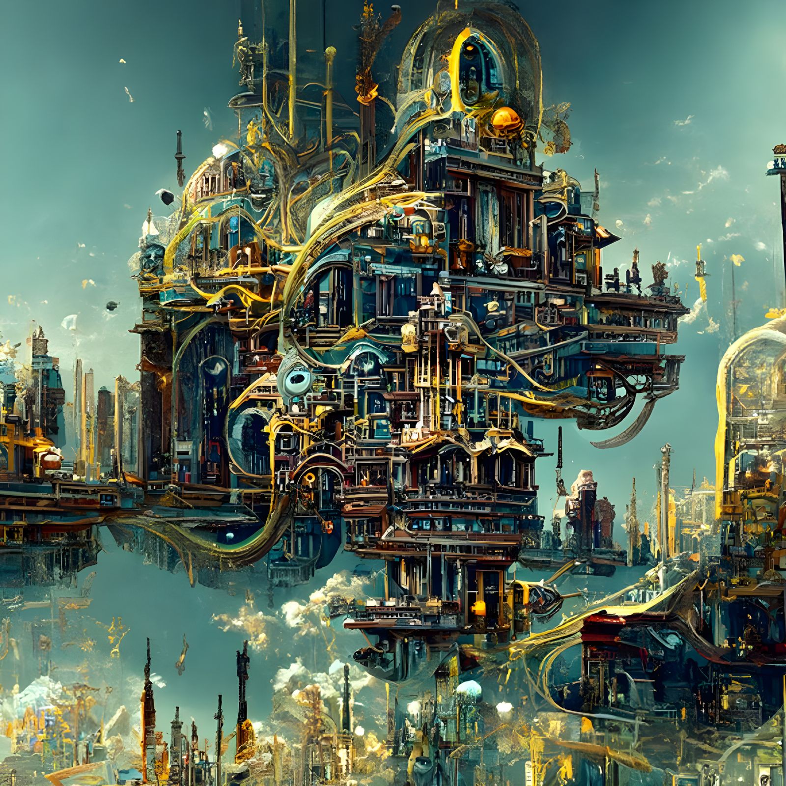 Alien worlds full of advanced technology - AI Generated Artwork ...