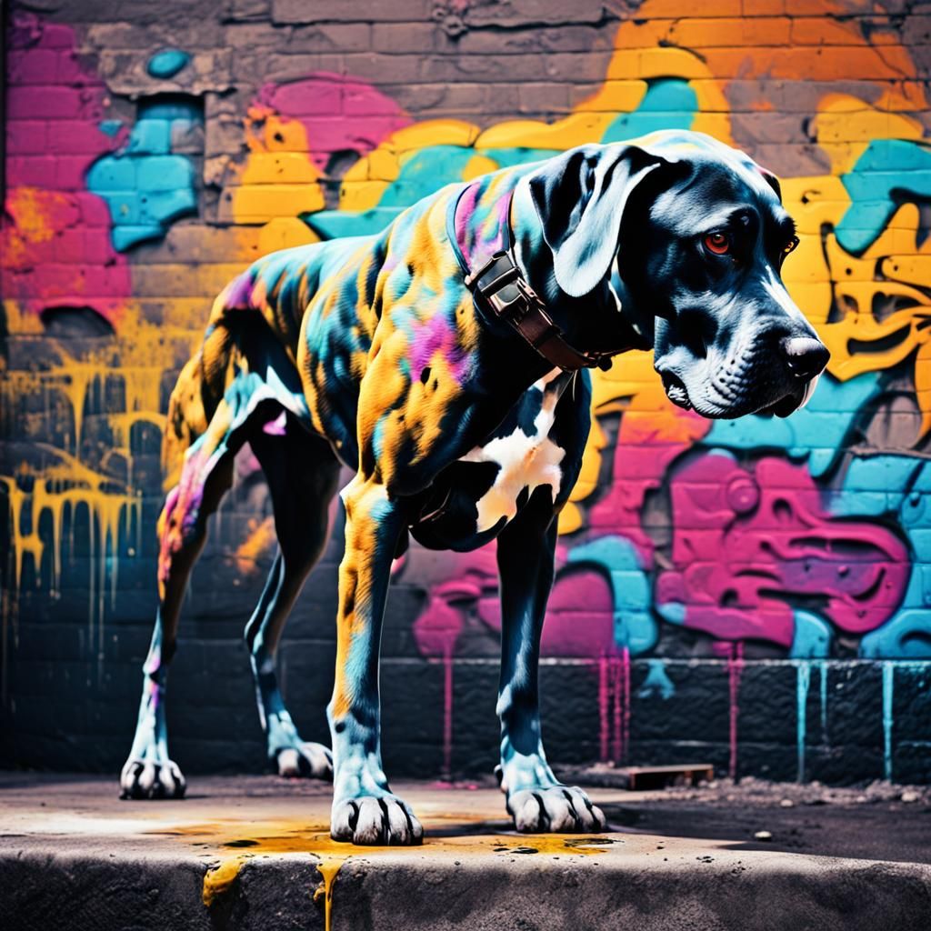 Great Dane dog, graffiti art, - AI Generated Artwork - NightCafe Creator