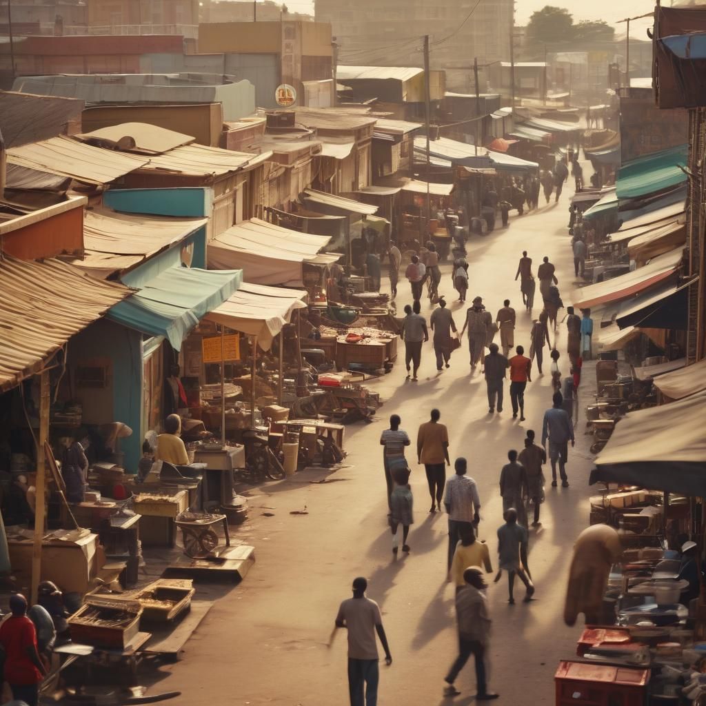 Street with shops in Africa - African Street Scene in Warm G...