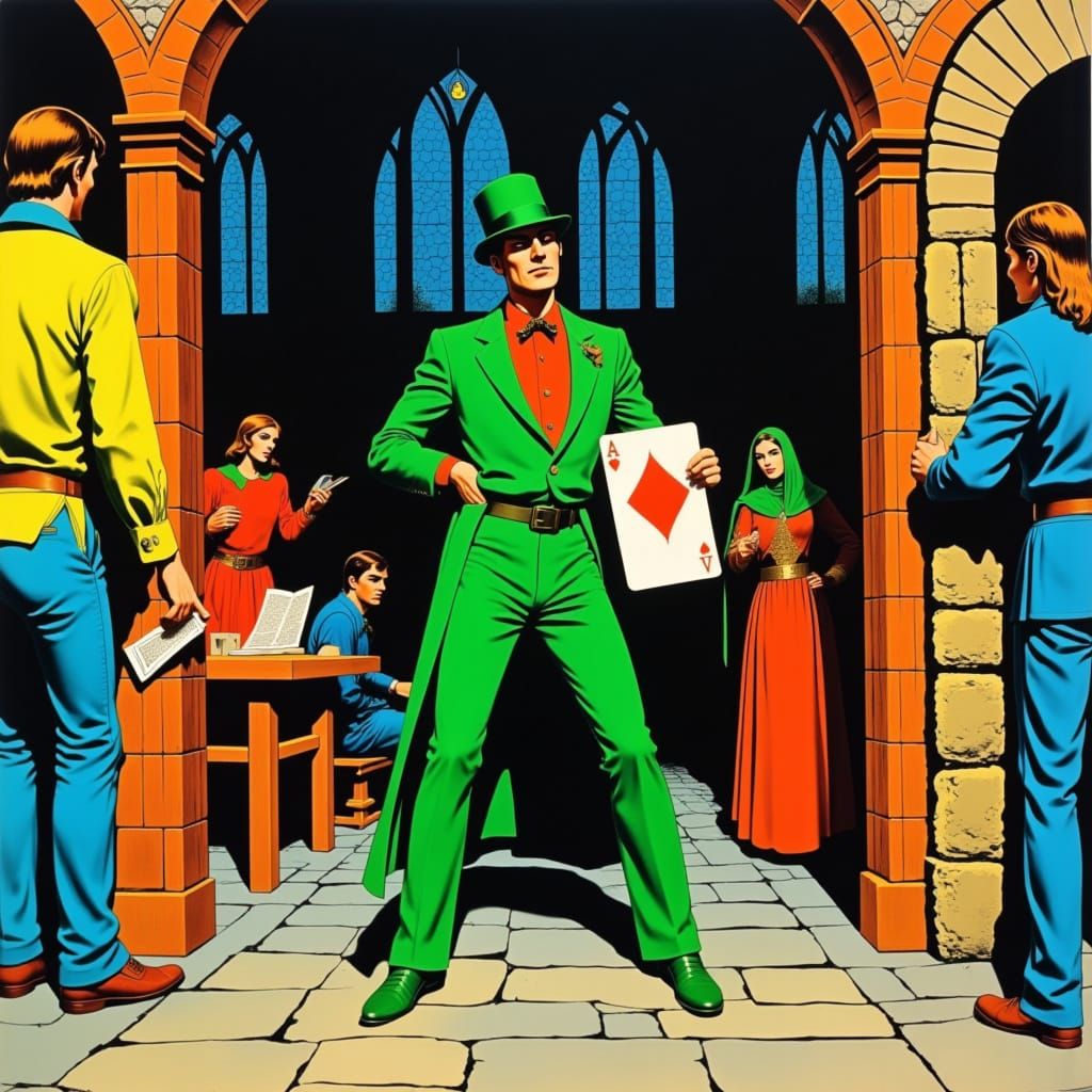 Medieval Batman Comic Illustration in Retro Style - AI Art