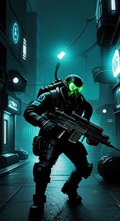 Splatoon Cthulhu in a Neon Tron Universe - AI Art