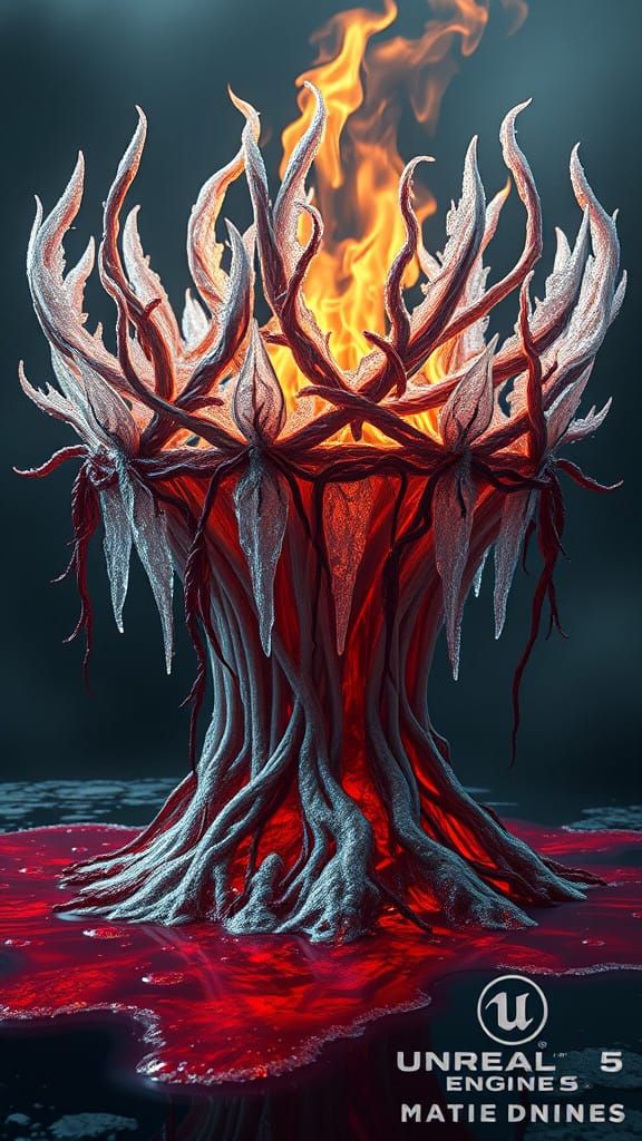 Mystical Fae Crown in Eerie Flame and Frost - AI Art