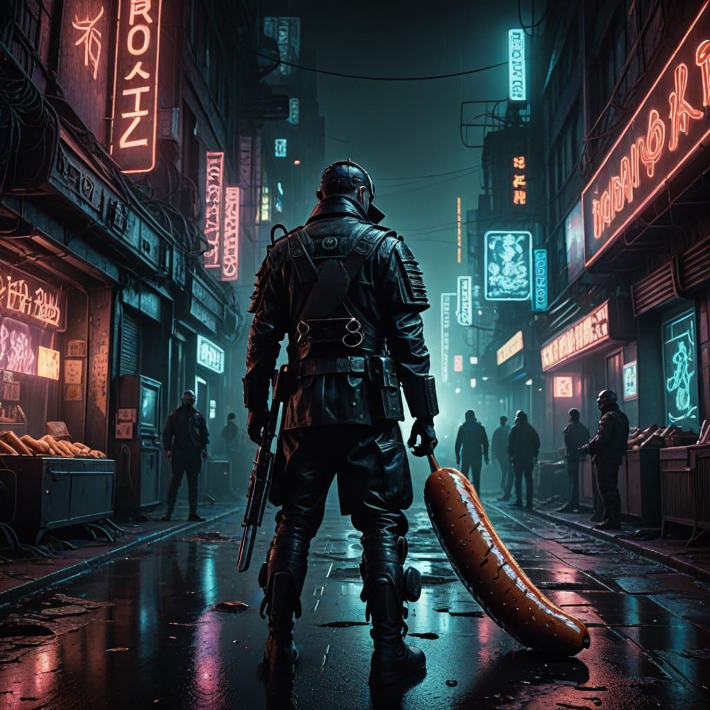 Cyberpunk Lederhosen Warrior Defends Sausage from ... - AI Art