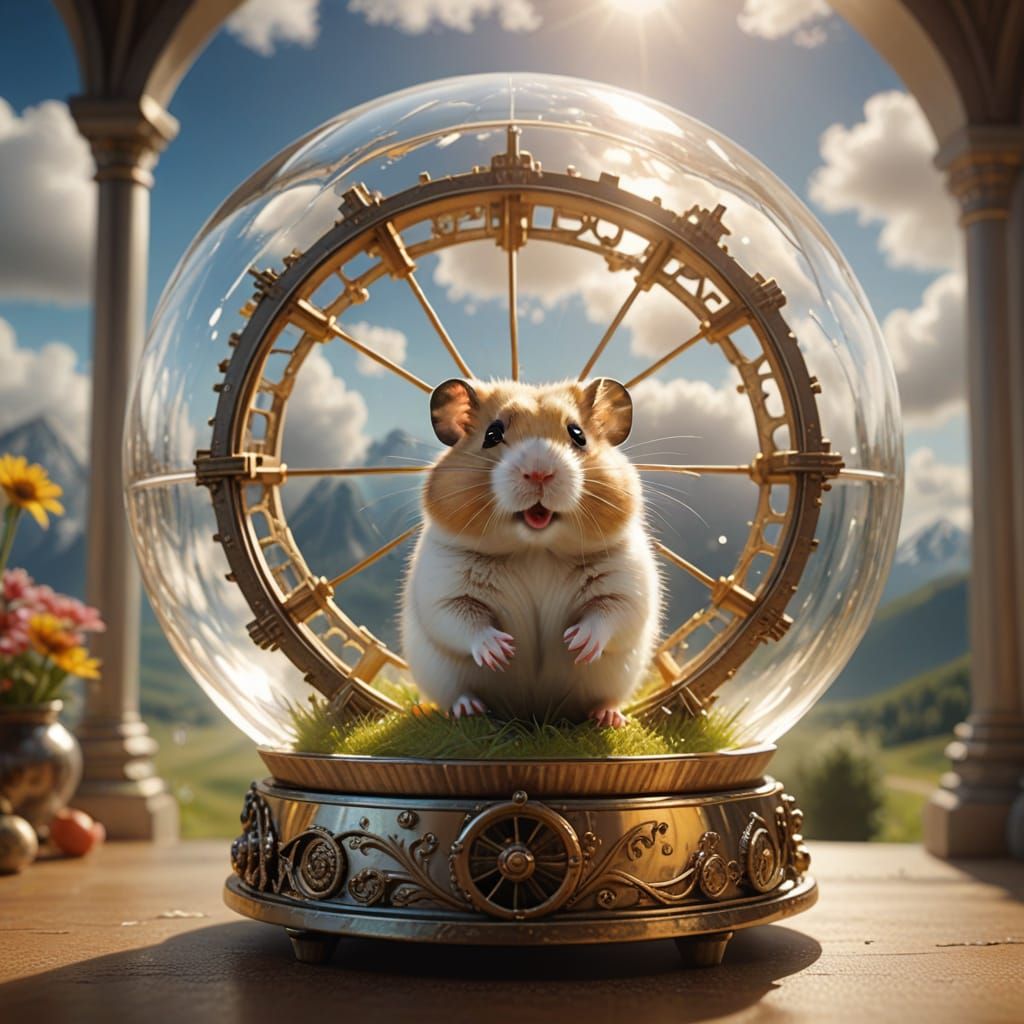 I'm So Cute - Whimsical Hamster in Dreamy Glass Sphere