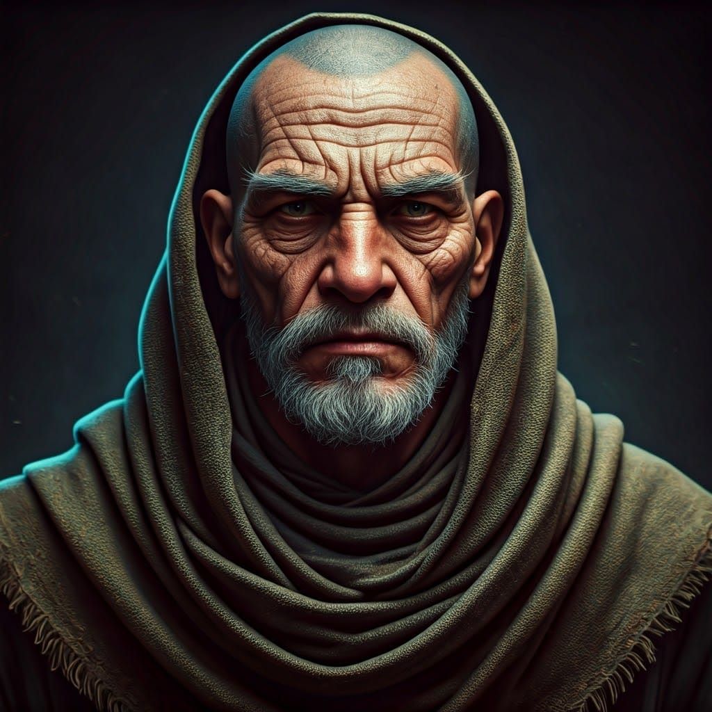 Grizzled Human Magic-User - Mystical Magic-User in Earthy, T...