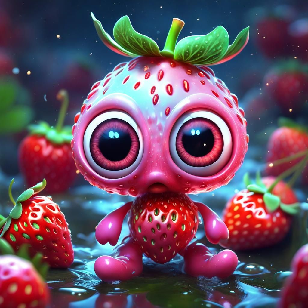 Digital art, by IrinaKapi. incredibly cute fantastic strawberry ...