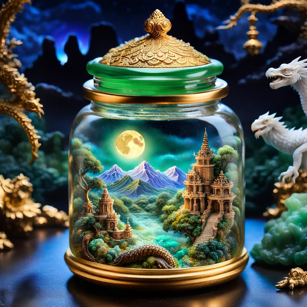 Miniature world in a jar - AI Generated Artwork - NightCafe Creator