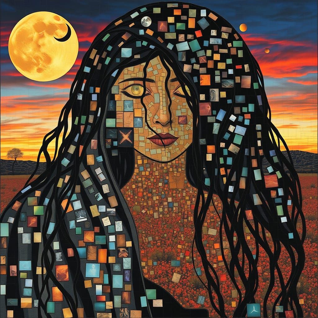 Surreal Sunset Matrix Woman - AI Art