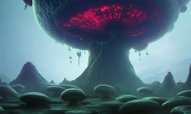 Alien Mushroom Cataclysm - AI Generated Artwork - NightCafe Creator