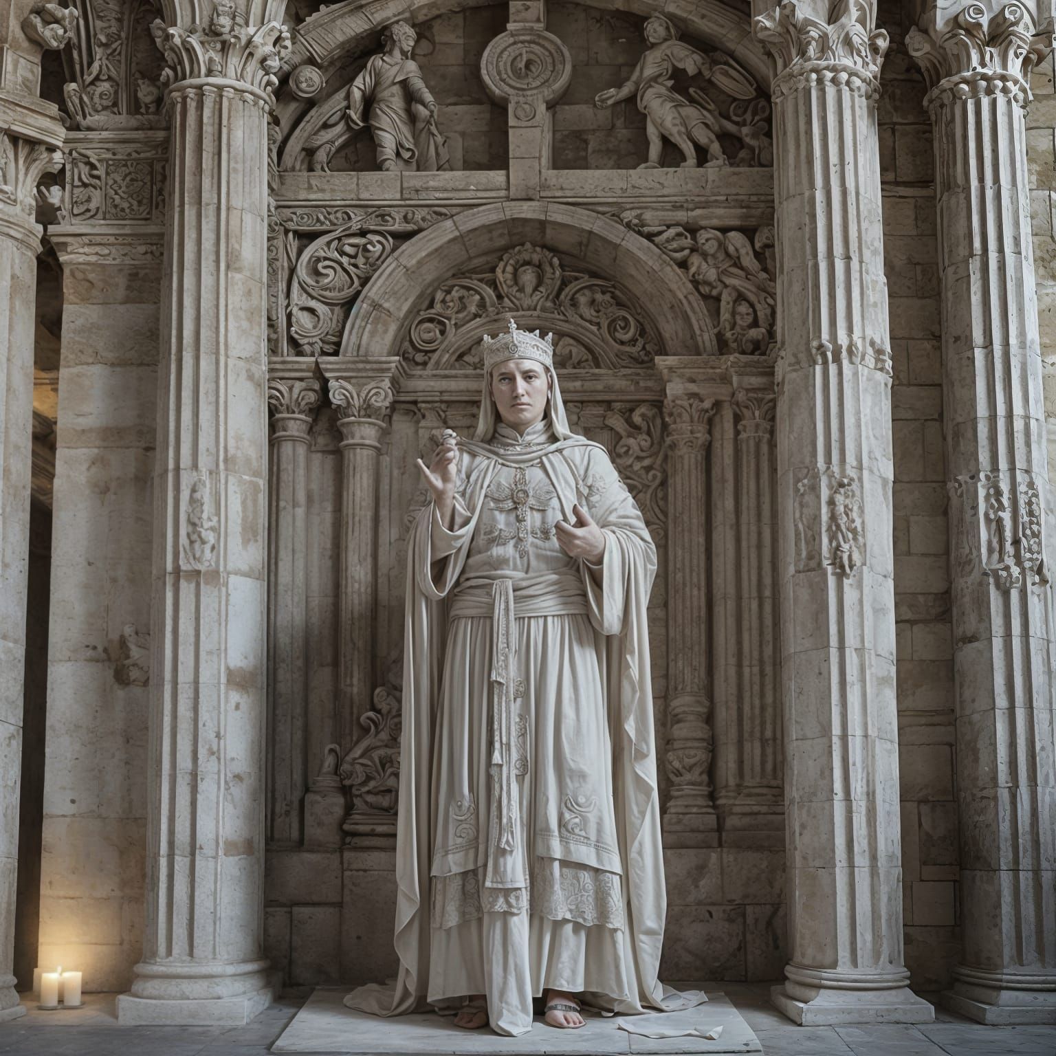 A Grieving Templar Knight in a Gothic Chapel - AI Art