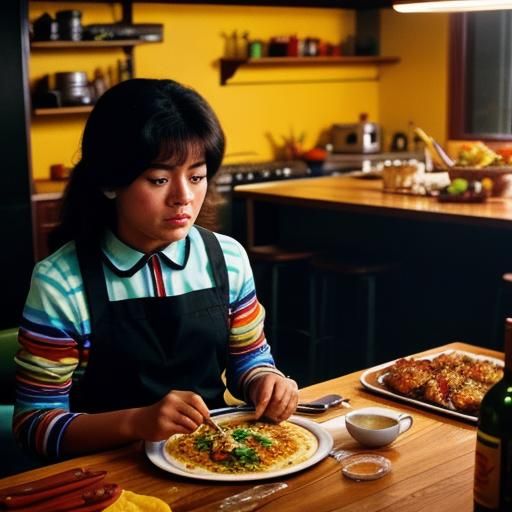 Sad woman looking food. - AI Generated Artwork - NightCafe Creator