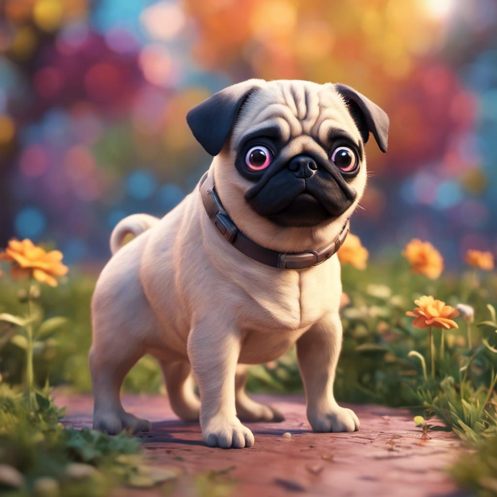 pug puppy in park - AI Generated Artwork - NightCafe Creator