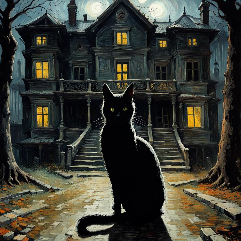 Black Cat Mansion - AI Generated Artwork - NightCafe Creator