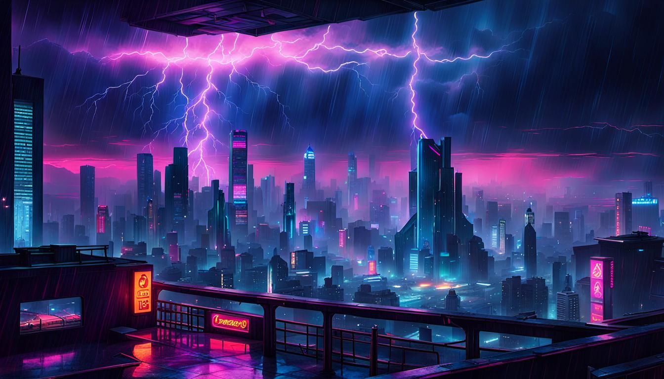 neon storm - AI Generated Artwork - NightCafe Creator