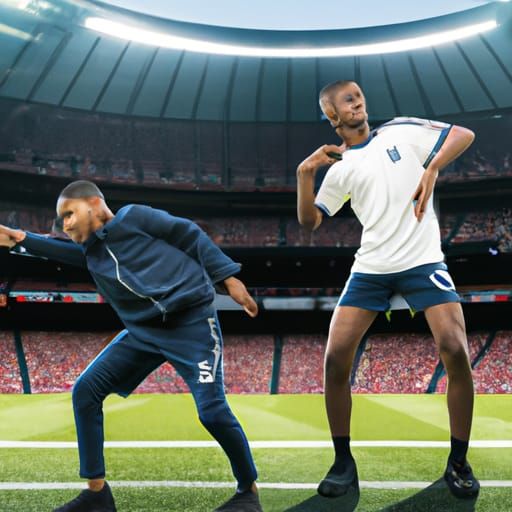 kylian mbappe dancing in the football stadium next to messi - AI ...
