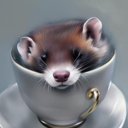 Ferret Tea Time 13 - AI Generated Artwork - NightCafe Creator
