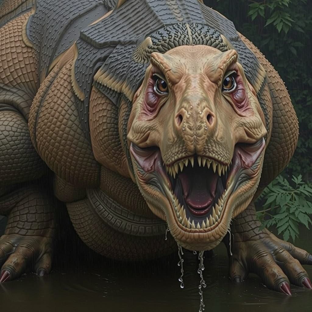 Primal T. Rex Portrait in Hyper-Realistic Style - AI Art
