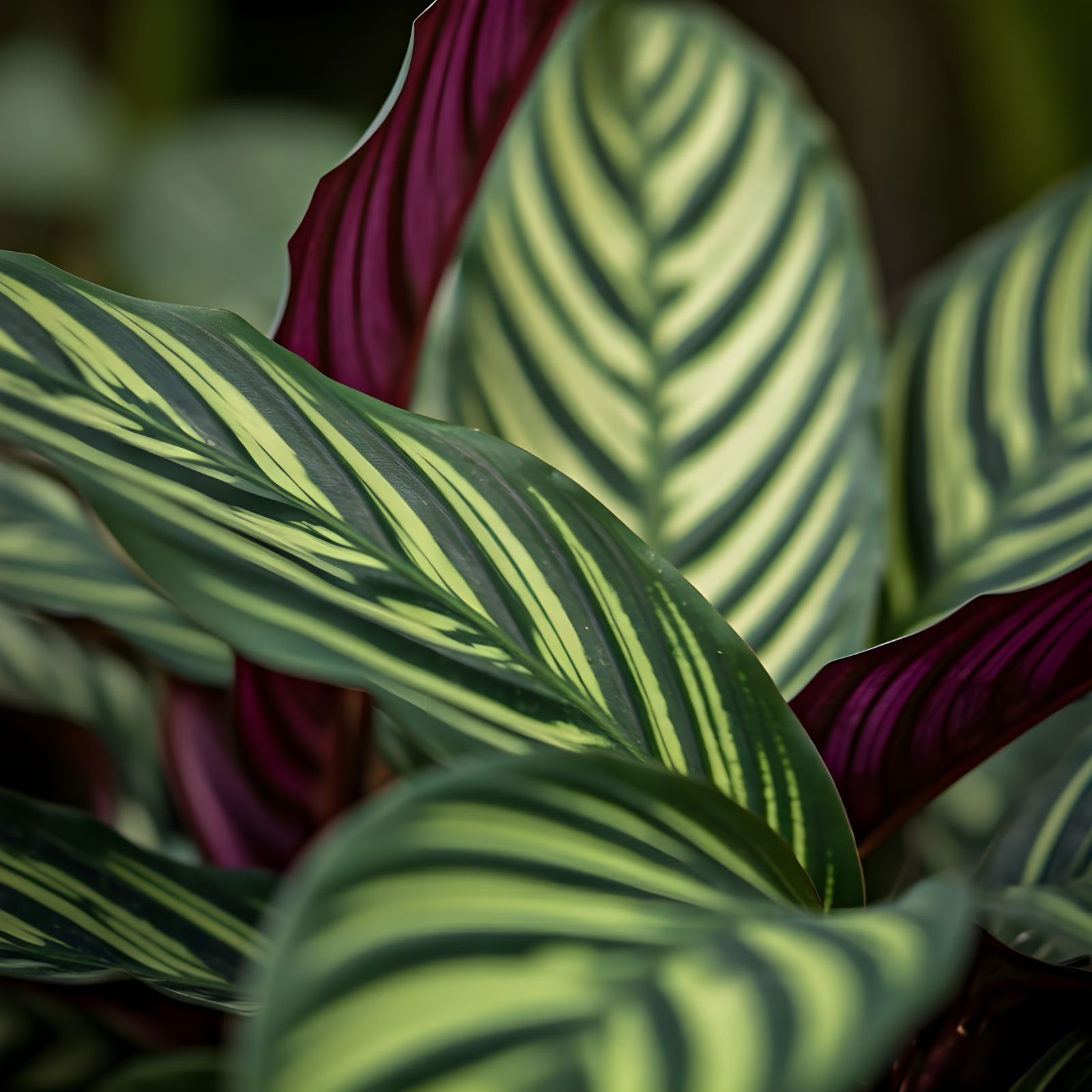 Sleek Rattlesnake Plant in Vibrant Tropical Colors - AI Art