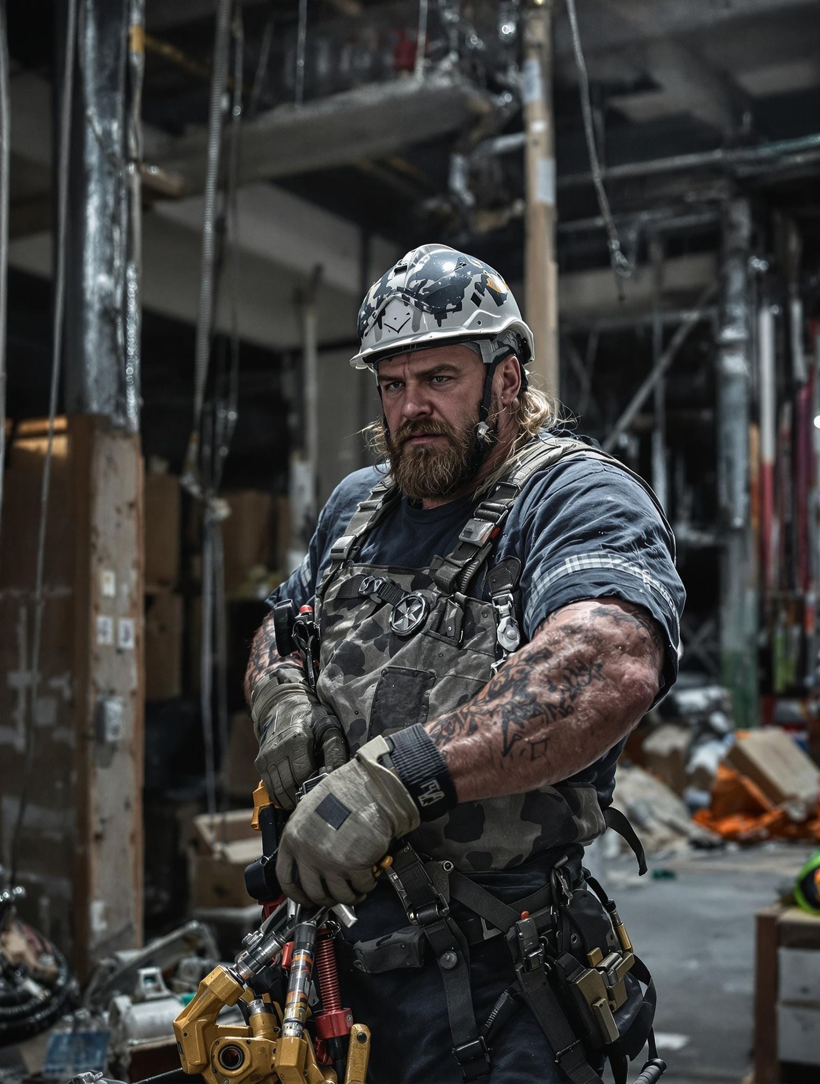 Thor as a Skilled Maintenance Worker in a Moody Ur... - AI Art